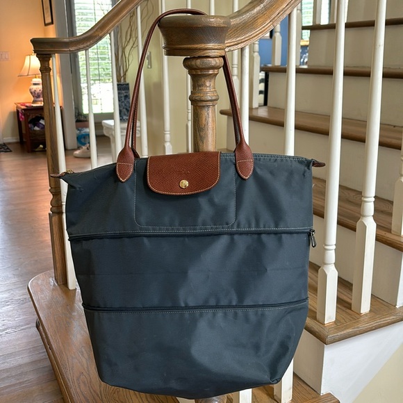 Longchamp | Bags | Longchamp Xl Expandable Le Pliage Tote Gunmetal Gray ...